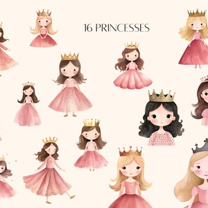 Pink Princess Clipart Watercolor Cute Princess and Knight - Etsy