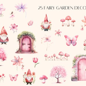 Watercolor Fairy Garden Clipart Cute Fairy Garden Clipart Enchanted ...
