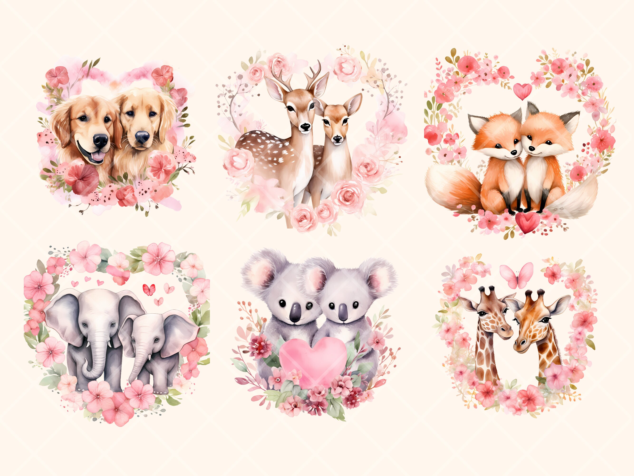 Valentine Animal Clipart Cute Animal Pairs Animal Couple Clipart ...