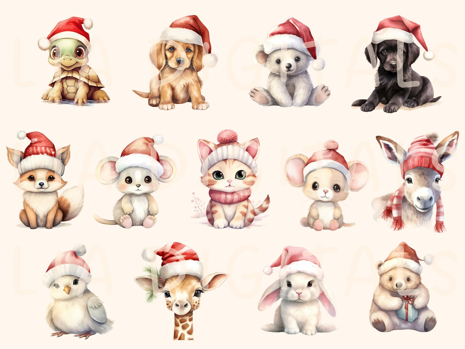 Christmas Animals Clipart Xmas Baby Animals Decor Winter Christmas ...