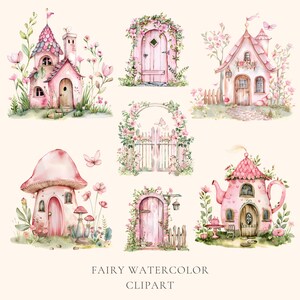 Watercolor Fairy Garden Clipart Cute Fairy Garden Clipart Enchanted ...