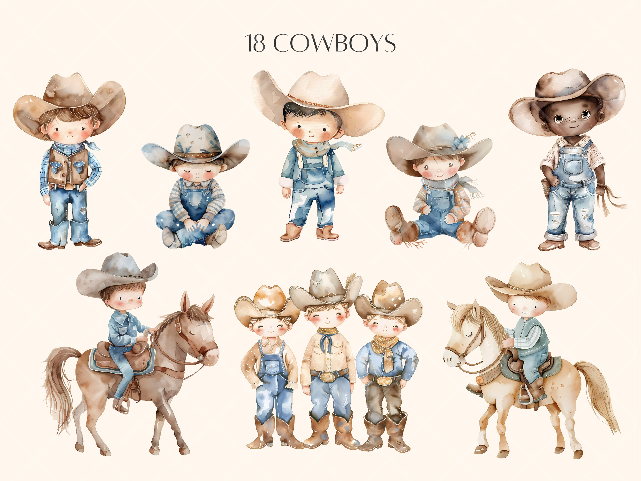Cute Cowboy Clipart Baby Cowboy PNG Wild West Clipart Baby Western ...