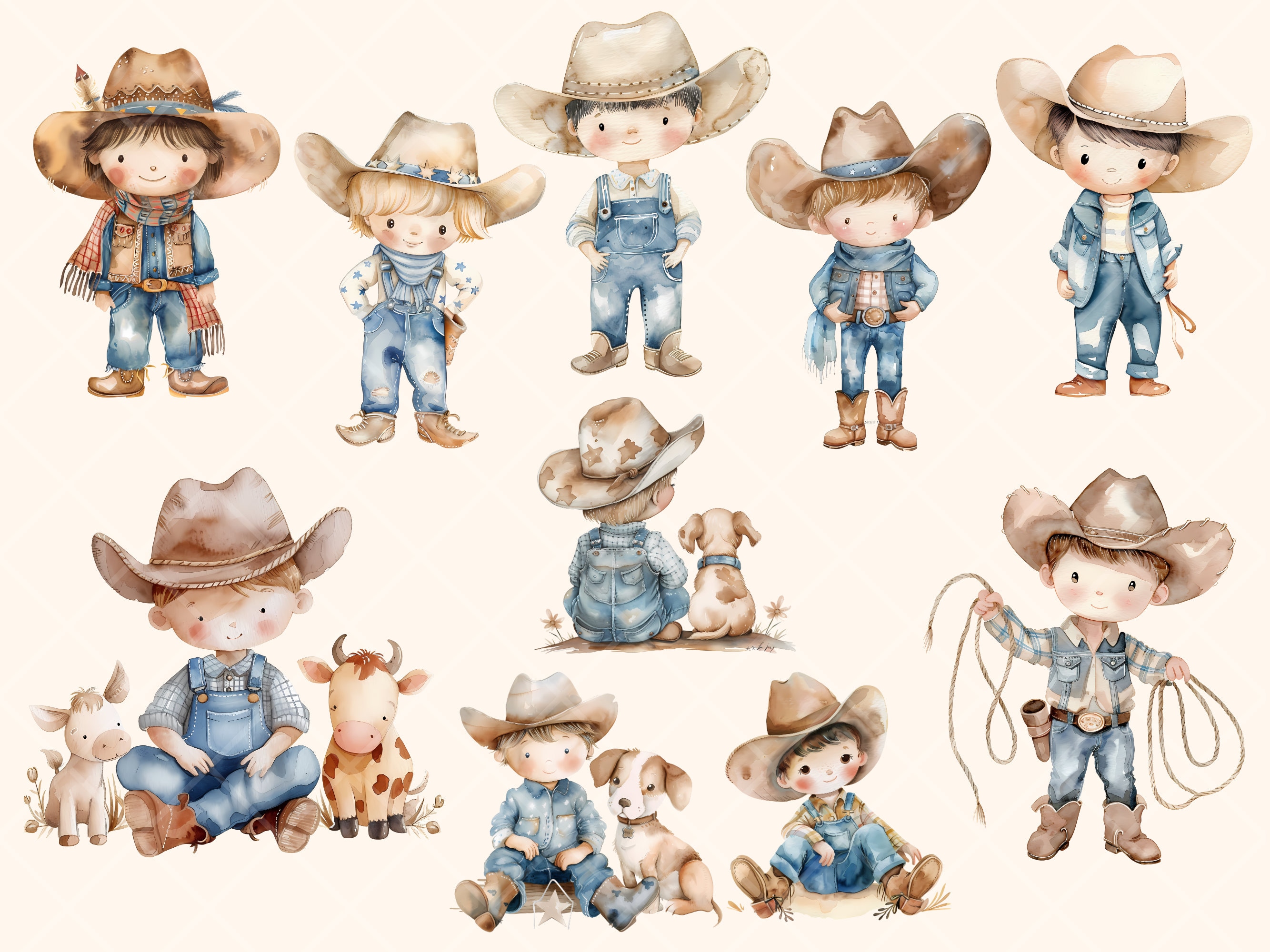 Cute Cowboy Clipart Baby Cowboy PNG Wild West Clipart Baby Western ...