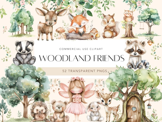 Woodland Friends Digital Clip Art