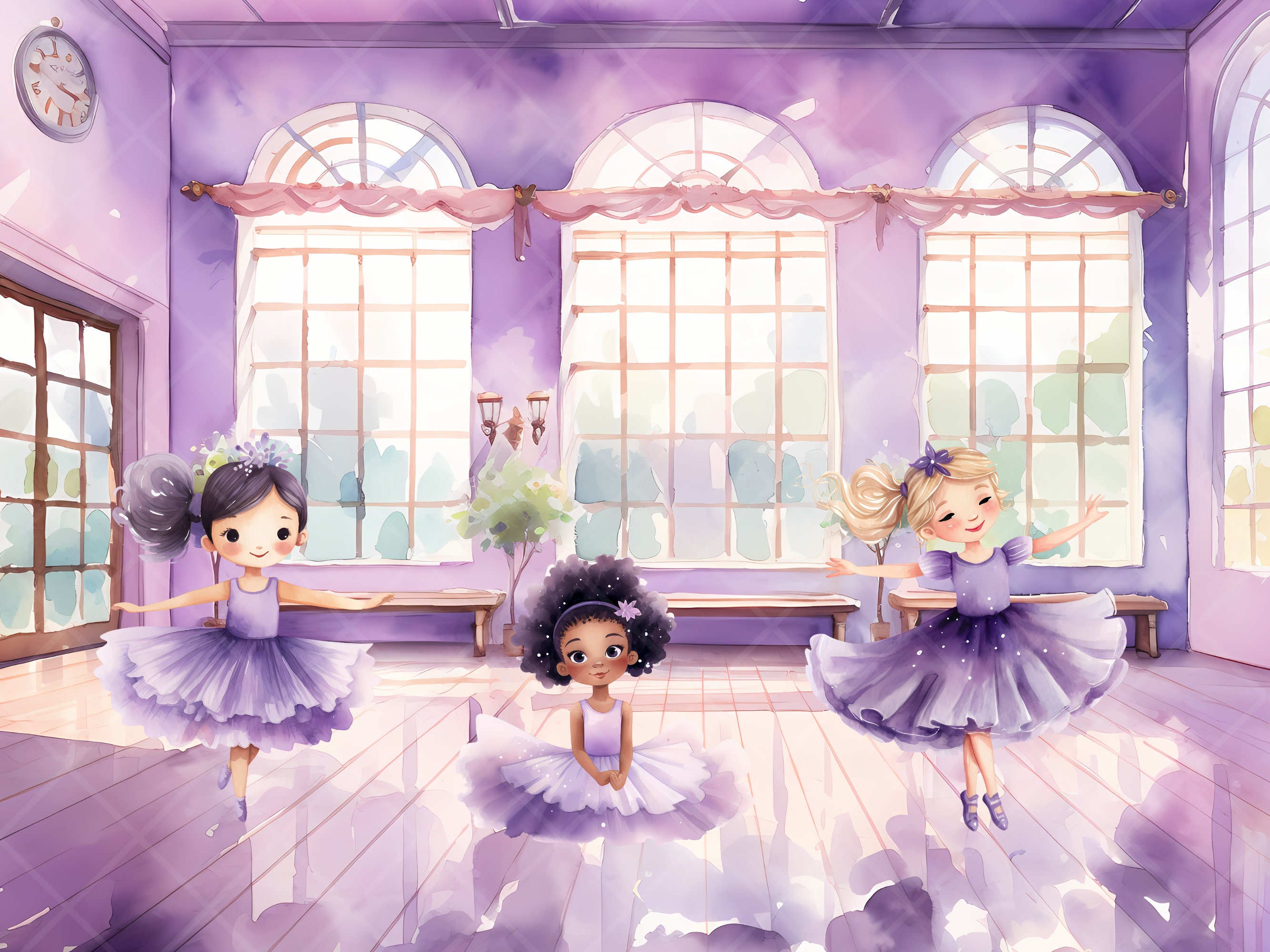 Purple Ballerina Clipart Swan Lake Clipart Watercolor Ballerina Clipart ...