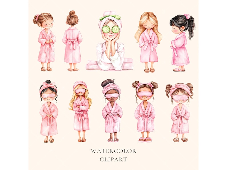 Watercolor Spa Clipart Spa Party Clipart Spa Girls Kids Birthday ...