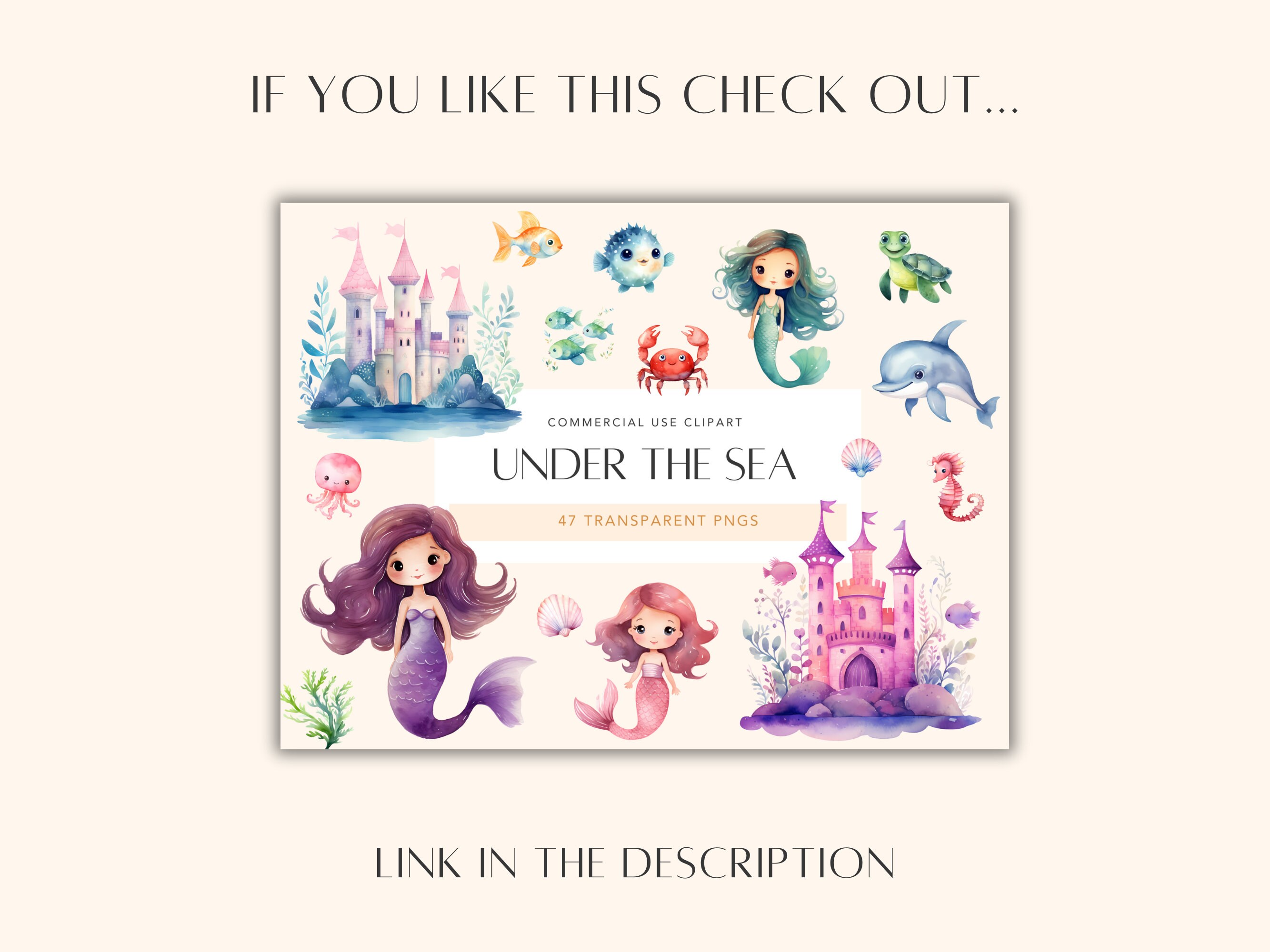 Watercolor Mermaid Birthday Clipart Pastel Mermaid Clipart - Etsy