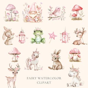 Watercolor Fairy Garden Clipart Cute Fairy Garden Clipart Enchanted ...