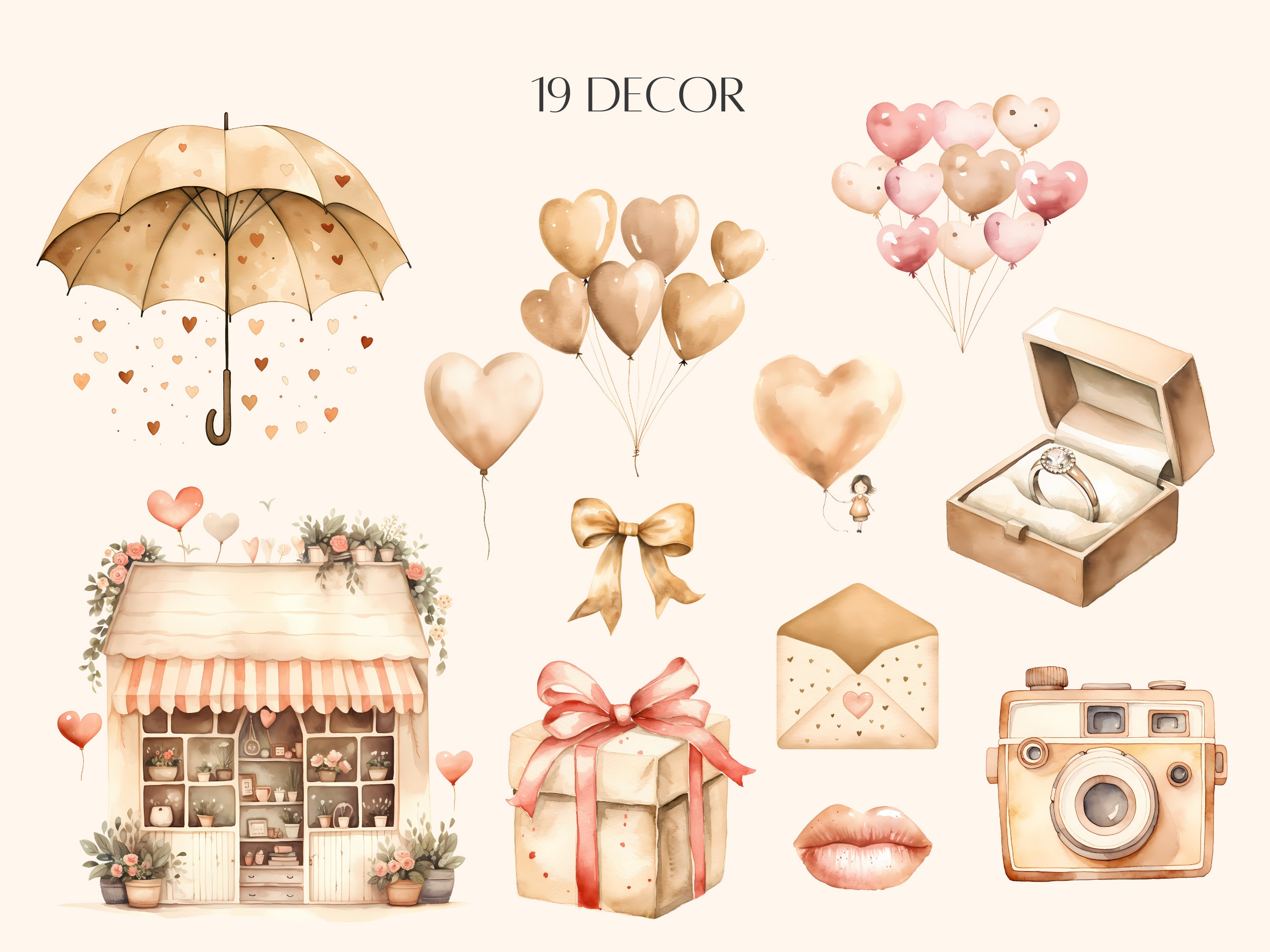 Watercolor Valentines Day Clipart Boho Valentines Day Clipart Valentine ...