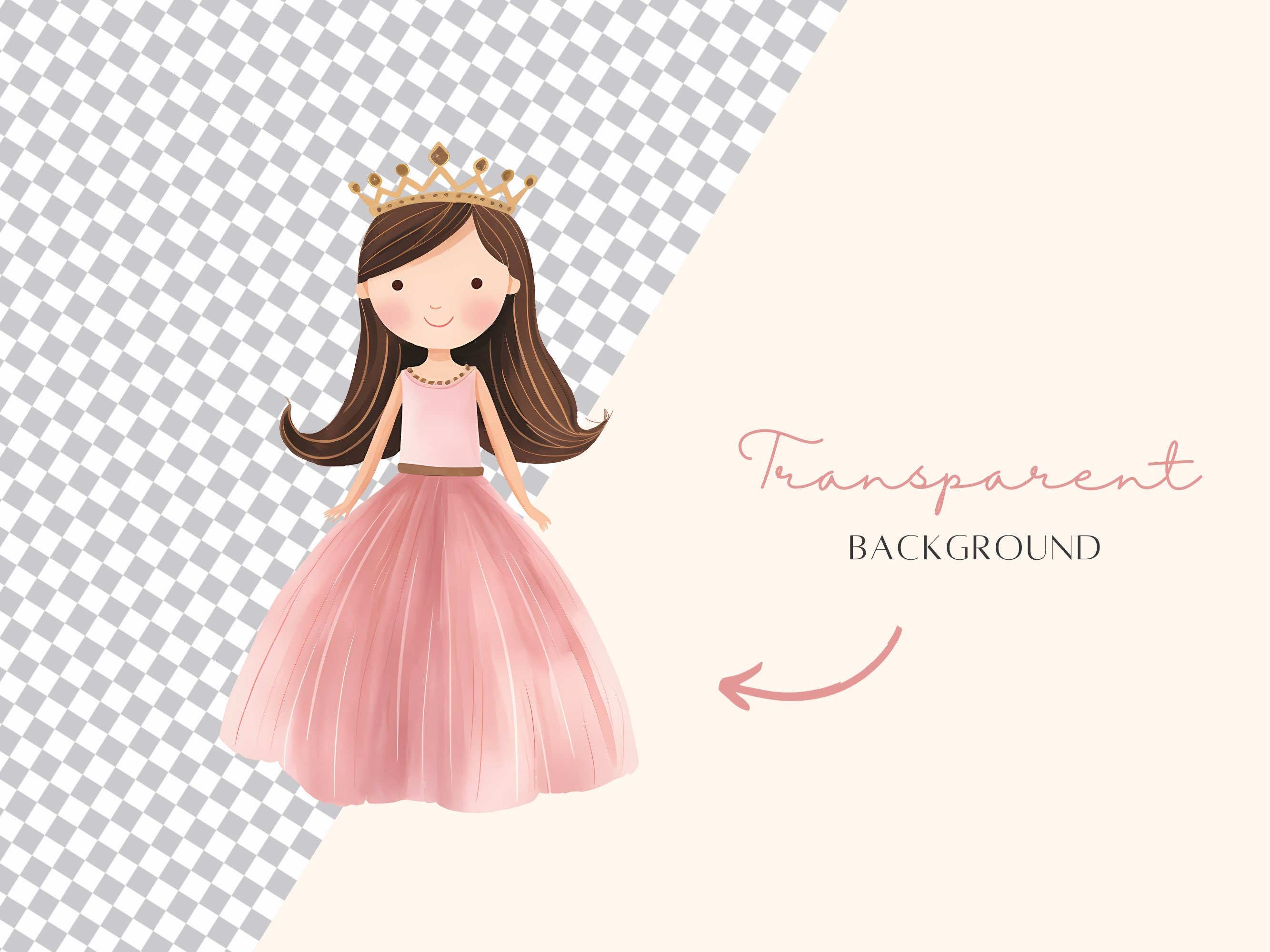 Pink Princess Clipart Watercolor Cute Princess and Knight Carriage ...