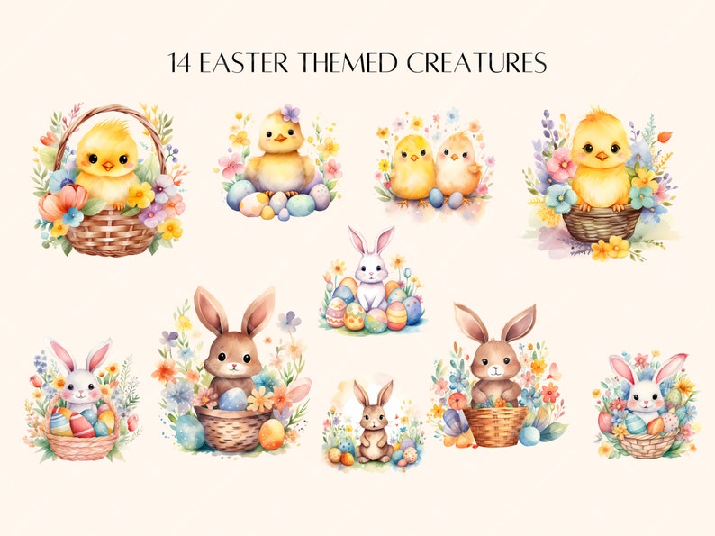 Watercolor Easter Clipart Bundle Pastel Rainbow Easter Spring Clipart ...