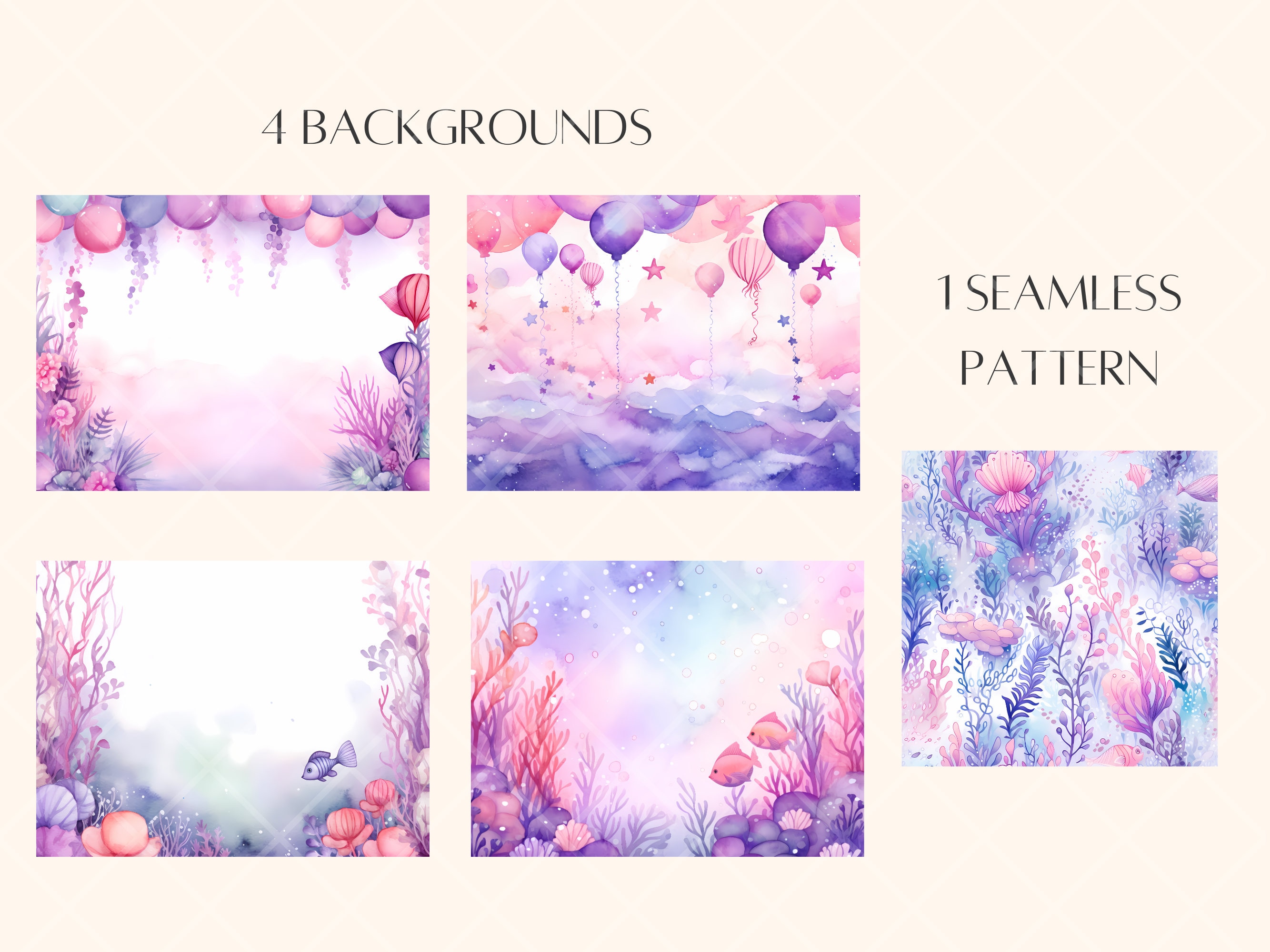 Watercolor Mermaid Birthday Clipart Pastel Mermaid Clipart - Etsy