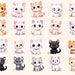 Cute Cat Clipart Kawaii Bundle for Animal Stickers Kawaii Clipart Wall ...