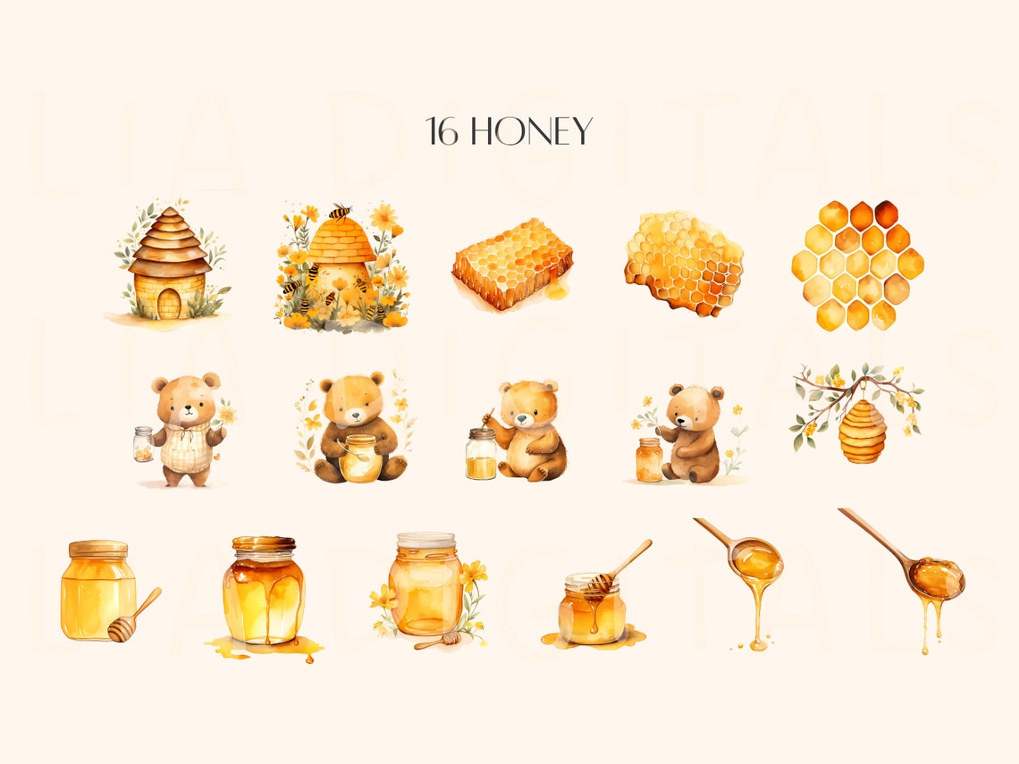 Honey Bee Clipart Watercolor Bee Honey Clipart Cute Honey Bees ...