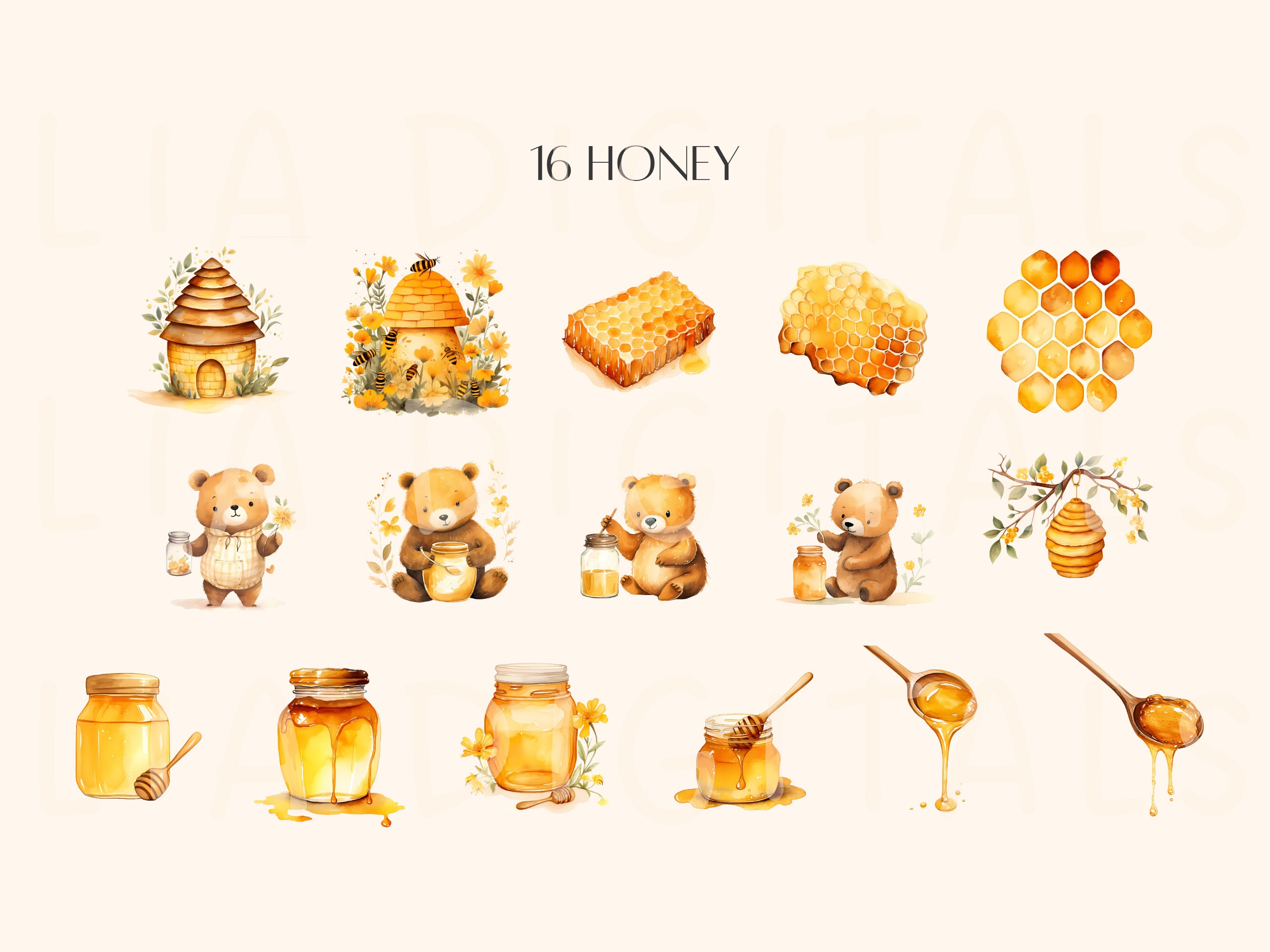 Honey Bee Clipart Watercolor Bee Honey Clipart Cute Honey Bees ...