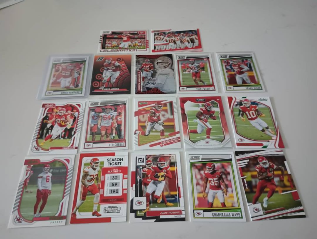 17 Cards Kc Chiefs Football Cards Patrick Mahomes Travis Kelce, Chris ...