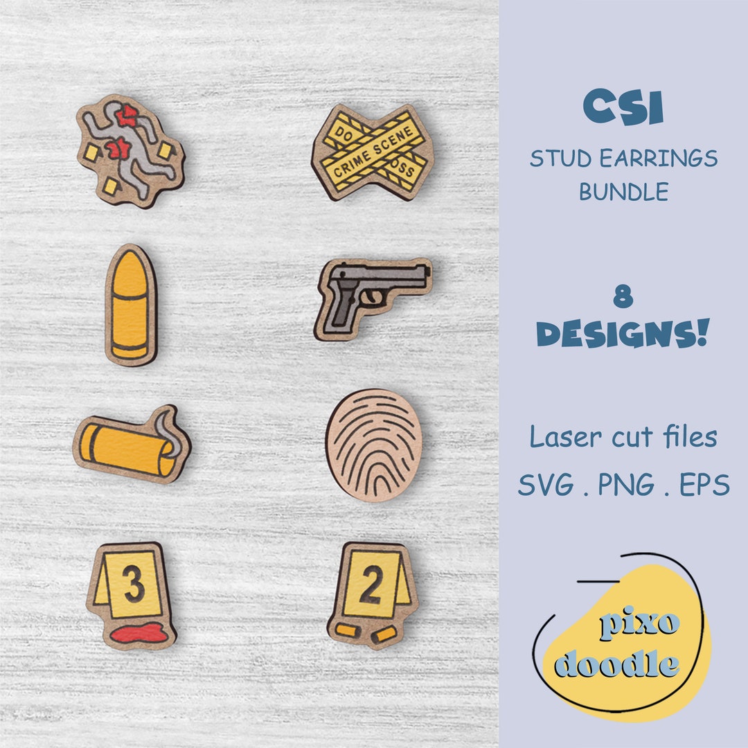 CSI Earrings SVG Bundle | Crime Scene Investigation, Finger Print, Gun ...