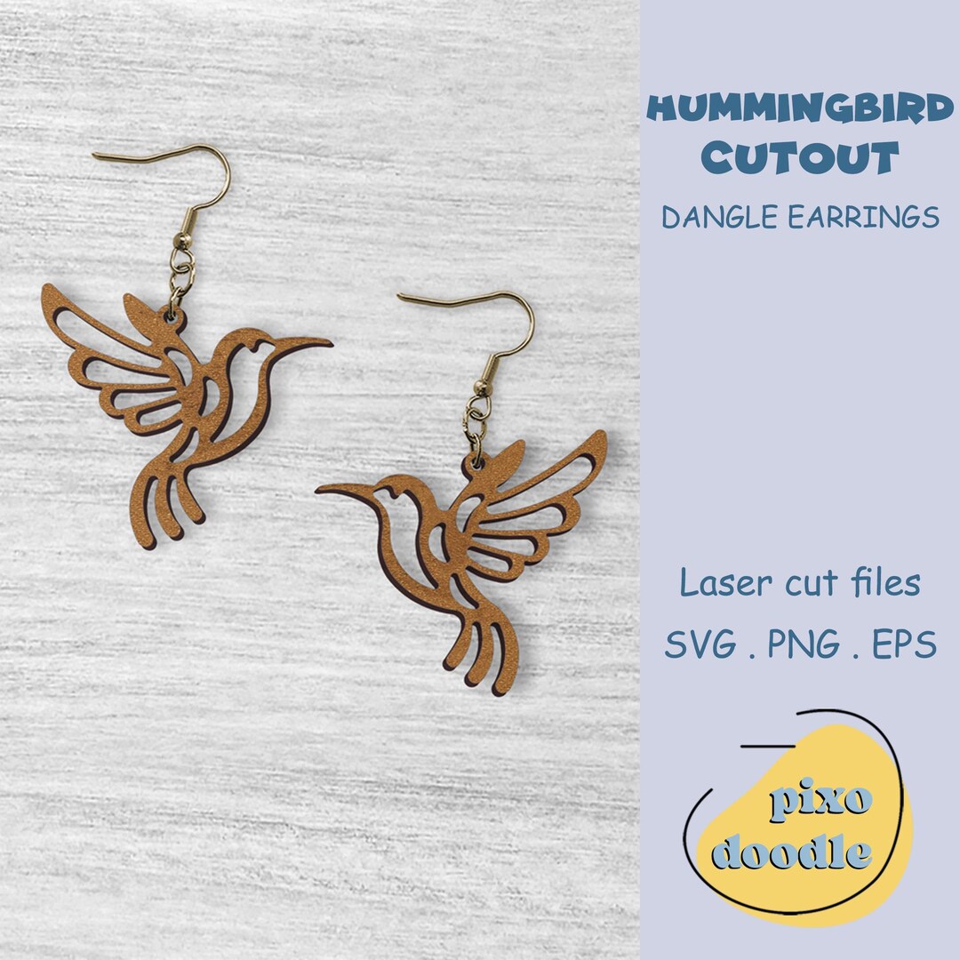 Hummingbird Cutout Earrings SVG File | Elegant Bird, Hummingbird Dangle ...