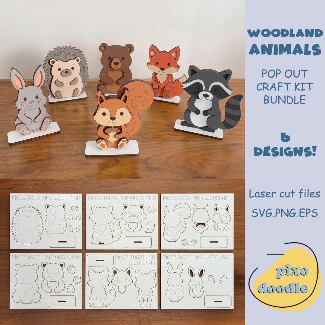 Woodland Animals Pop Out Card SVG Bundle | 4 Designs | DIY Kids Craft ...