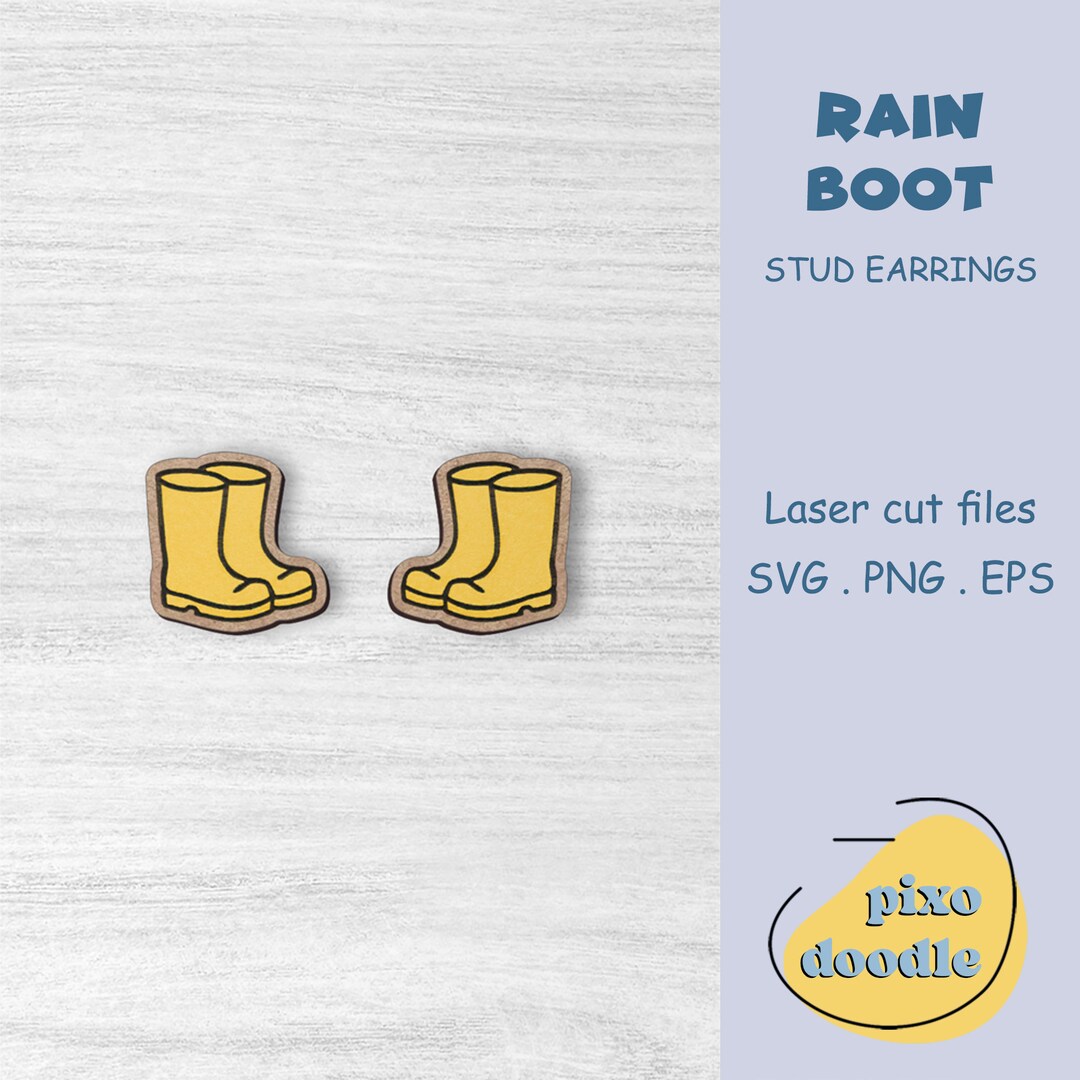 Rain Boot Earrings SVG File | Fall, Autumn, Gardening, Rubber Boot Stud ...