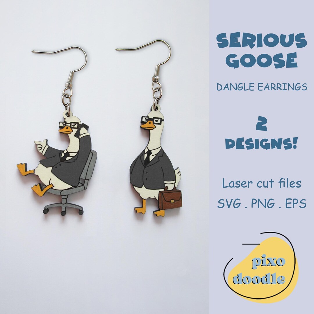 Serious Goose Earring SVG, Funny Dangle Earring Laser Files, Office ...