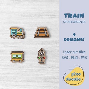 Train Stud Earrings SVG File | Cute Train, Railway, Engine, Wagon ...