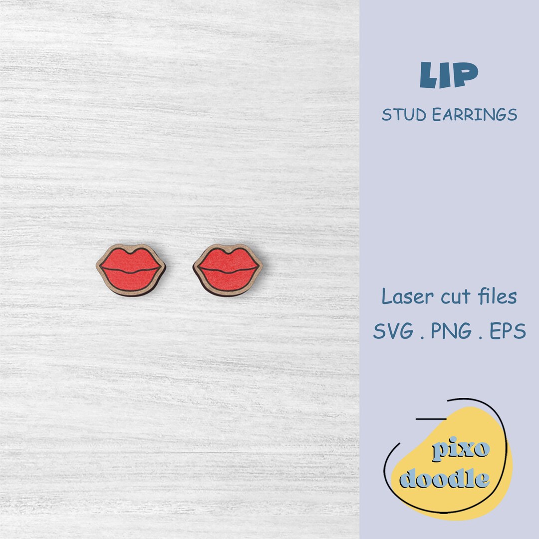 Lip Stud Earrings SVG File | Lips Earring Glowforge Ready Laser Cut ...