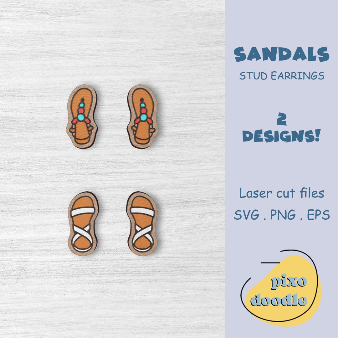 Sandals Earrings SVG File Summer, Beach, Cute Sandals Stud Earrings ...
