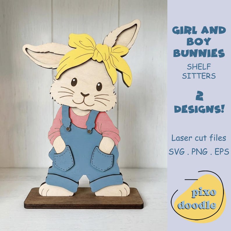 Easter Bunny Couple SVG | Boy and Girl Rabbit Shelf Sitter | Farmhouse ...
