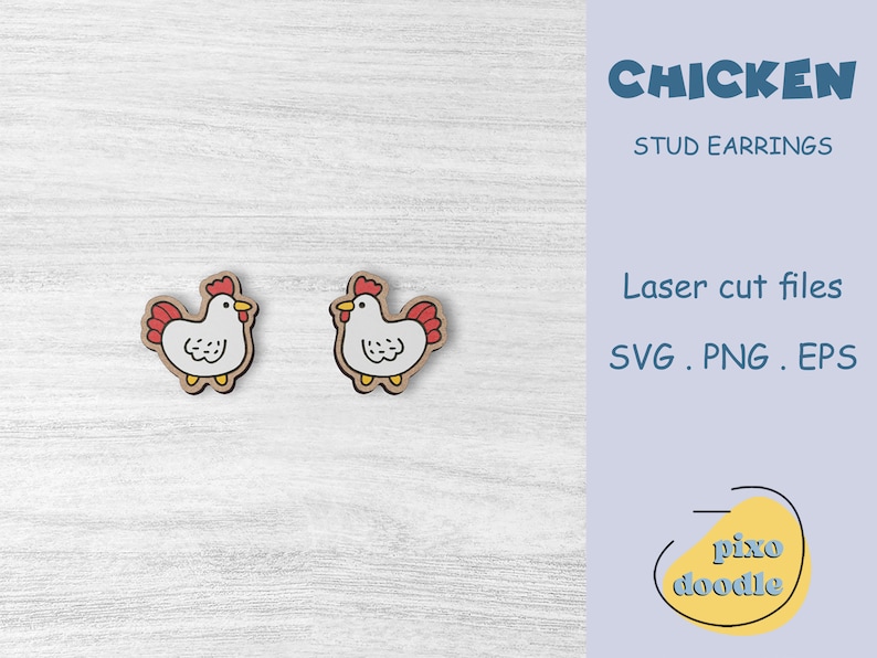 Chicken Stud Earrings SVG File Farm Animals Earring - Etsy