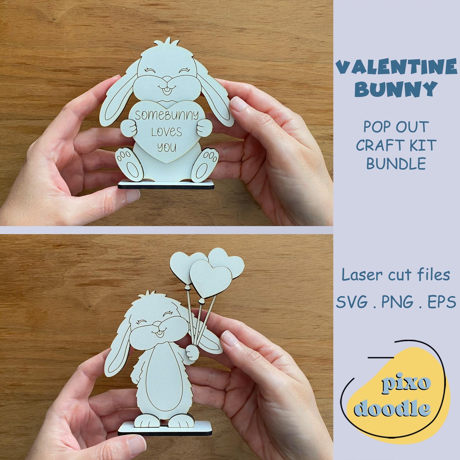 Valentine Bunny Pop Out Card SVG Bundle | 4 Designs | Somebunny Loves ...