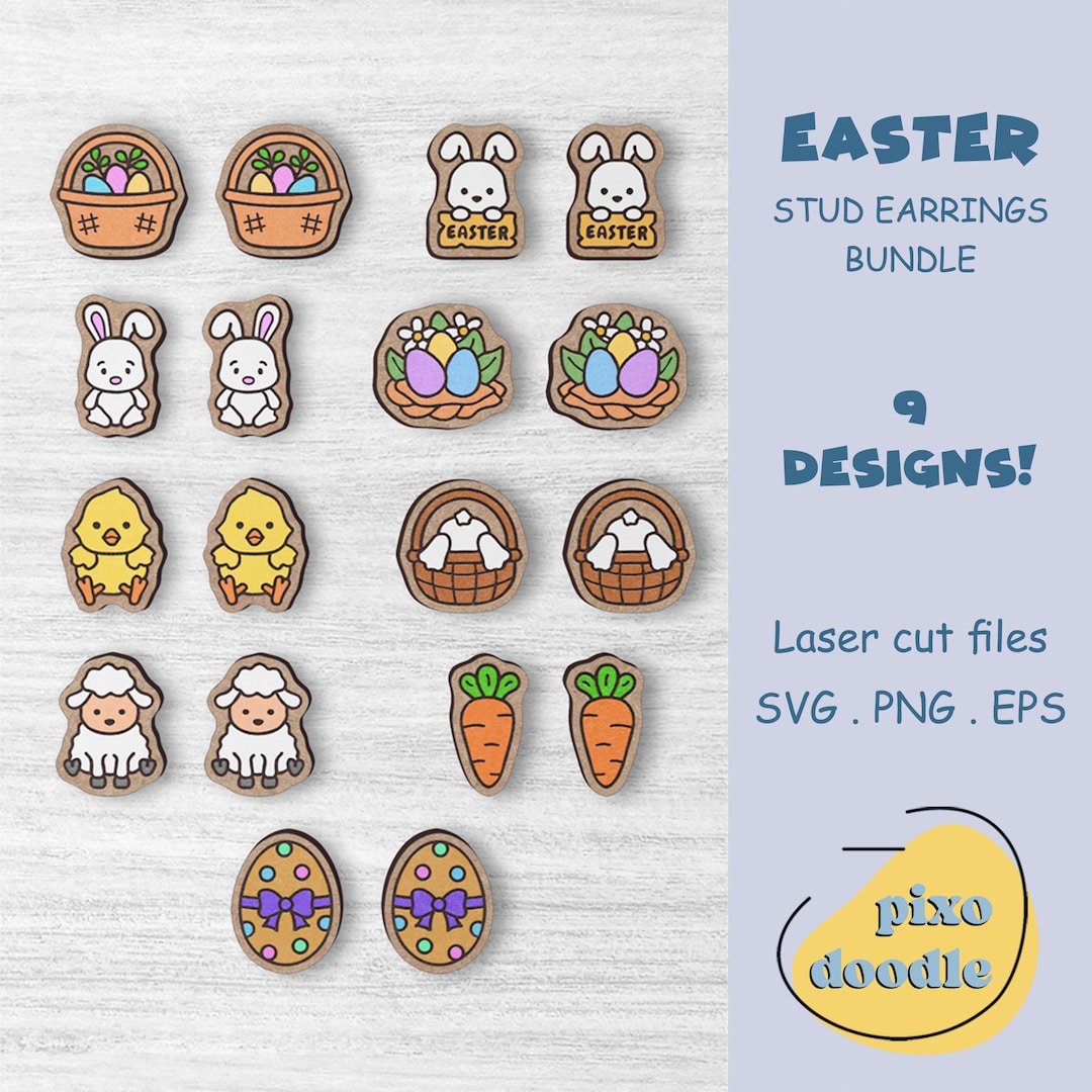 Easter Earrings SVG Bundle | Easter, Bunny, Egg Basket, Cute Rabbit ...