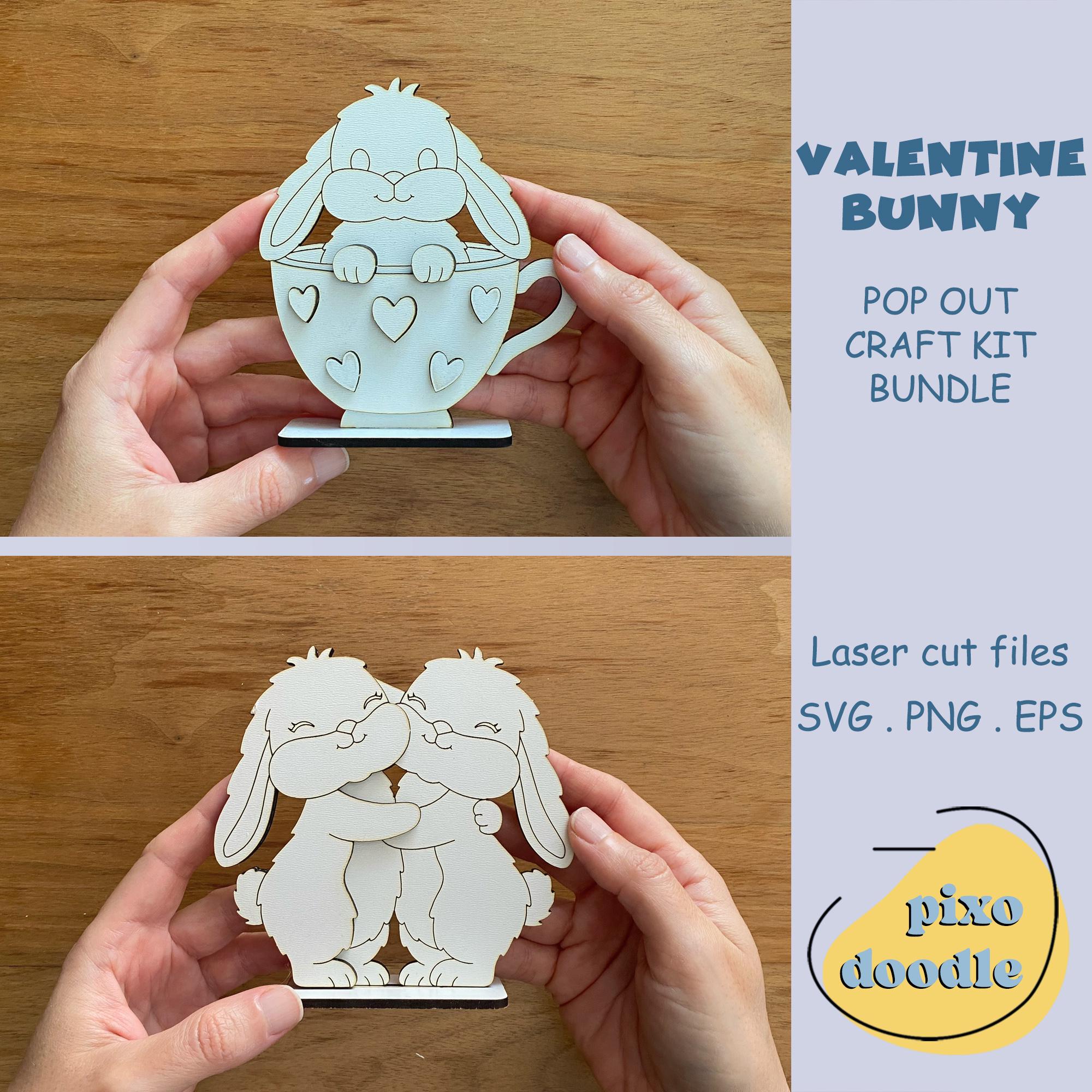 Valentine Bunny Pop Out Card SVG Bundle | 4 Designs | Somebunny Loves ...
