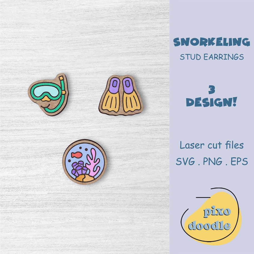 Snorkeling Earrings SVG Bundle | Summer, Beach, Snorkel, Scuba Fins ...