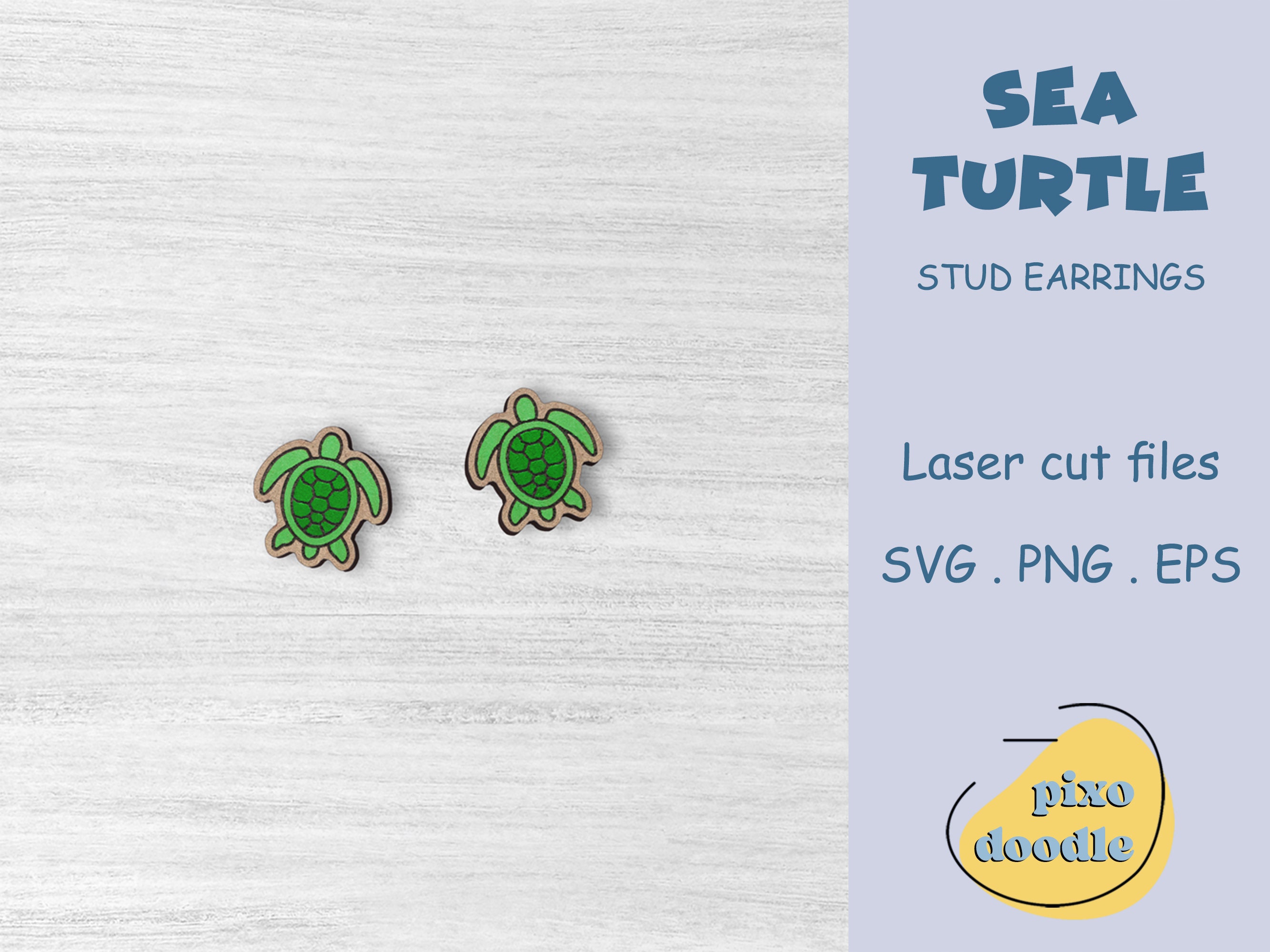 Turtle Stud Earrings SVG File Sea Turtle Earring Glowforge Ready Laser ...