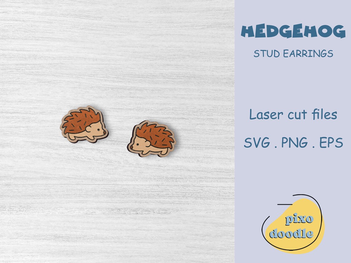 Hedgehog Stud Earrings SVG File Hedgehog Earring Glowforge - Etsy