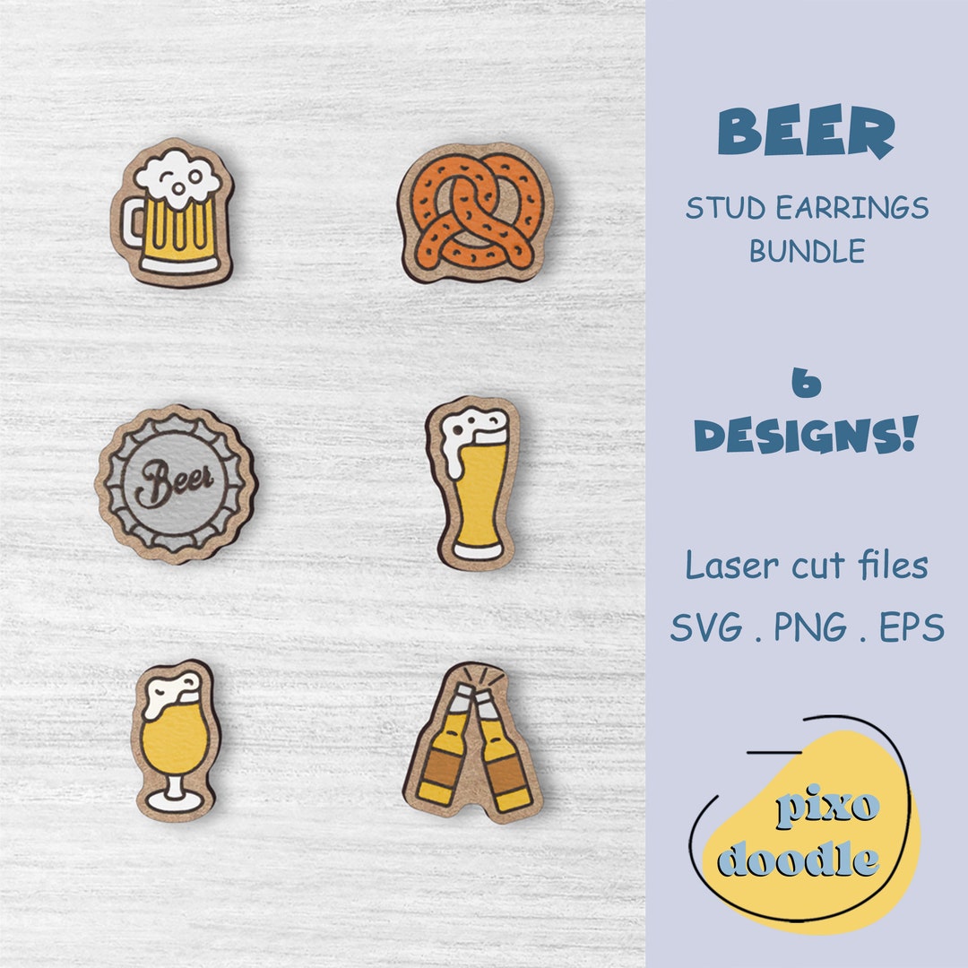 Beer Earrings SVG Bundle | Beer Mug, Pretzel, Beer Glasses, Beer Cap ...