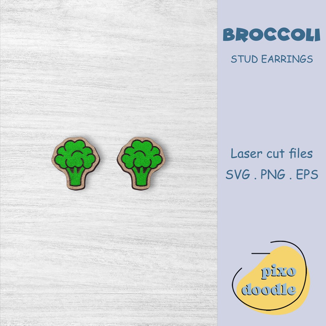 Broccoli Earrings SVG File | Cute Broccoli, Vegetables Stud Earrings ...