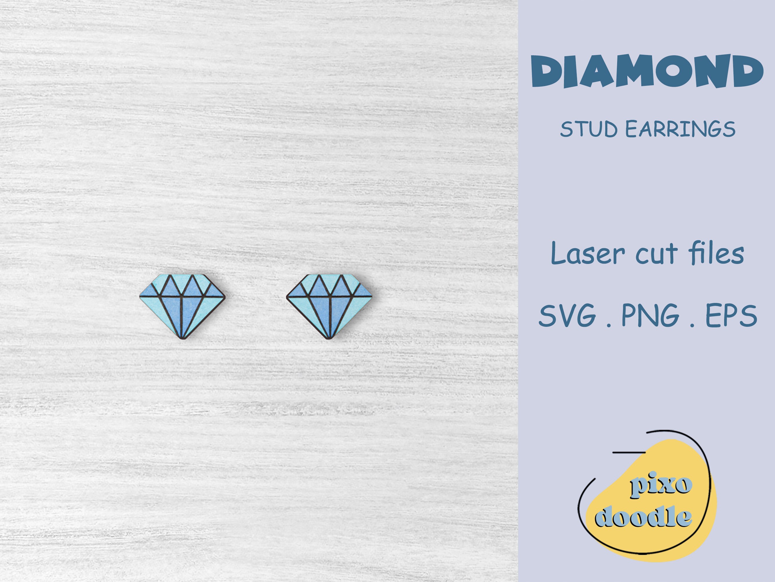 Diamond Shape Stud Earrings SVG File | Diamond Shape Earring Glowforge ...
