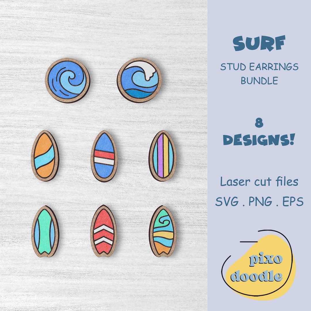 Surf Earrings SVG Bundle | Summer, Surf Board, Surf Wave, Ocean Wave ...