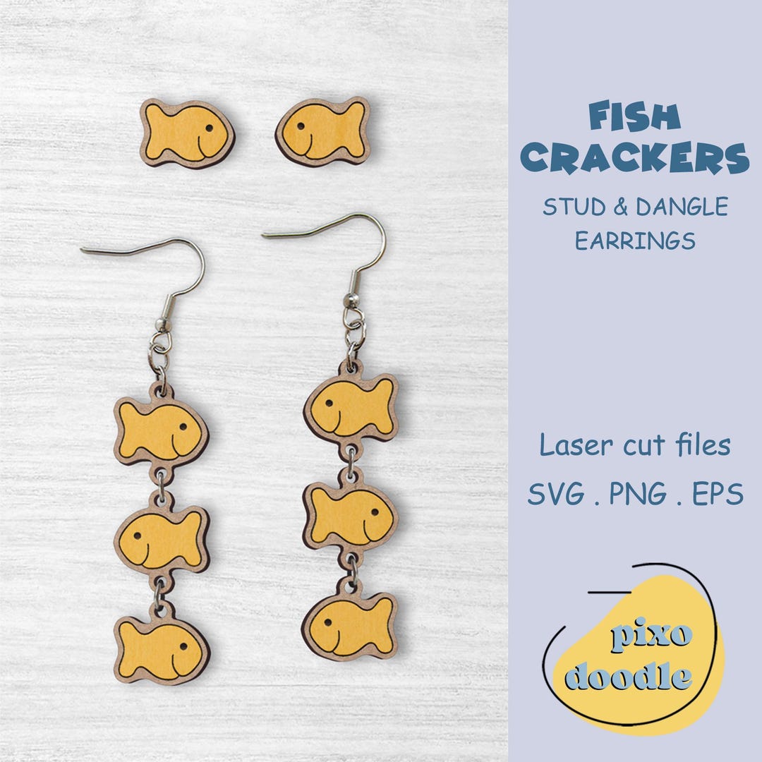 Fish Crackers Earrings SVG File | Fish Crackers Stud & Dangle Earrings ...