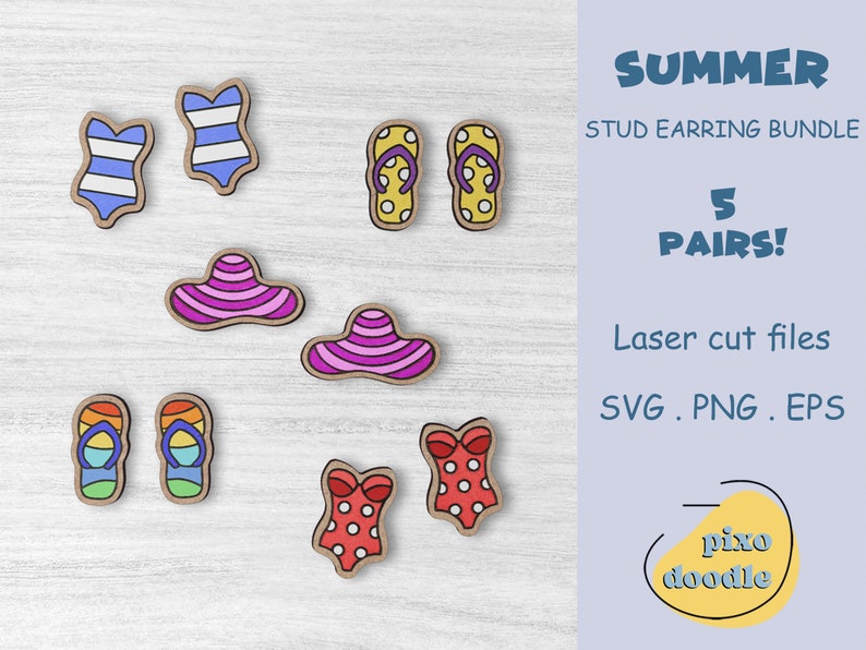 Summer Beach Stud Earrings SVG Bundle Summer Beach Earring - Etsy
