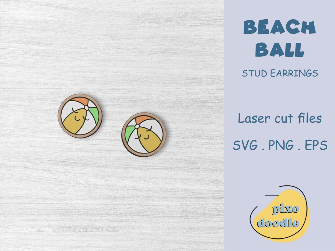 Beach Ball Stud Earrings SVG File | Summer Beach Earring Glowforge ...