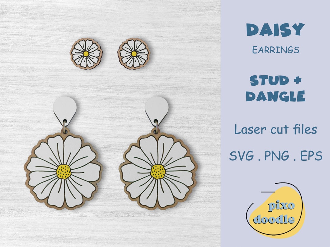 Daisy Earrings SVG File | Floral Glowforge Ready Laser Engraved ...