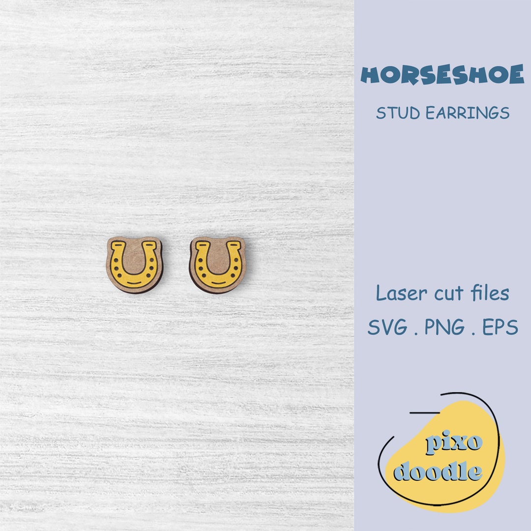Horseshoe Earrings SVG File | Luck, St Patrick's Day Stud Earring ...