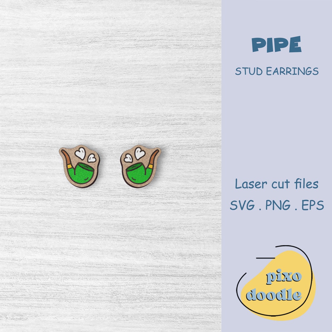 Smoking Pipe Earrings SVG File | Tobacco Pipe, St Patrick's Day Stud ...
