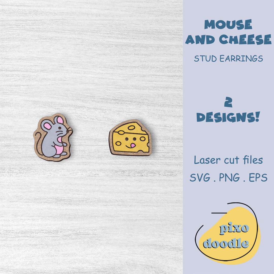 Mouse and Cheese Earrings SVG File | Perfect Match Stud Earrings ...