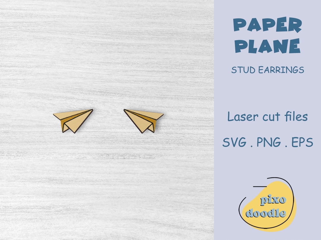 Paper Plane Stud Earrings SVG File | Origami Paper Plane Earring ...