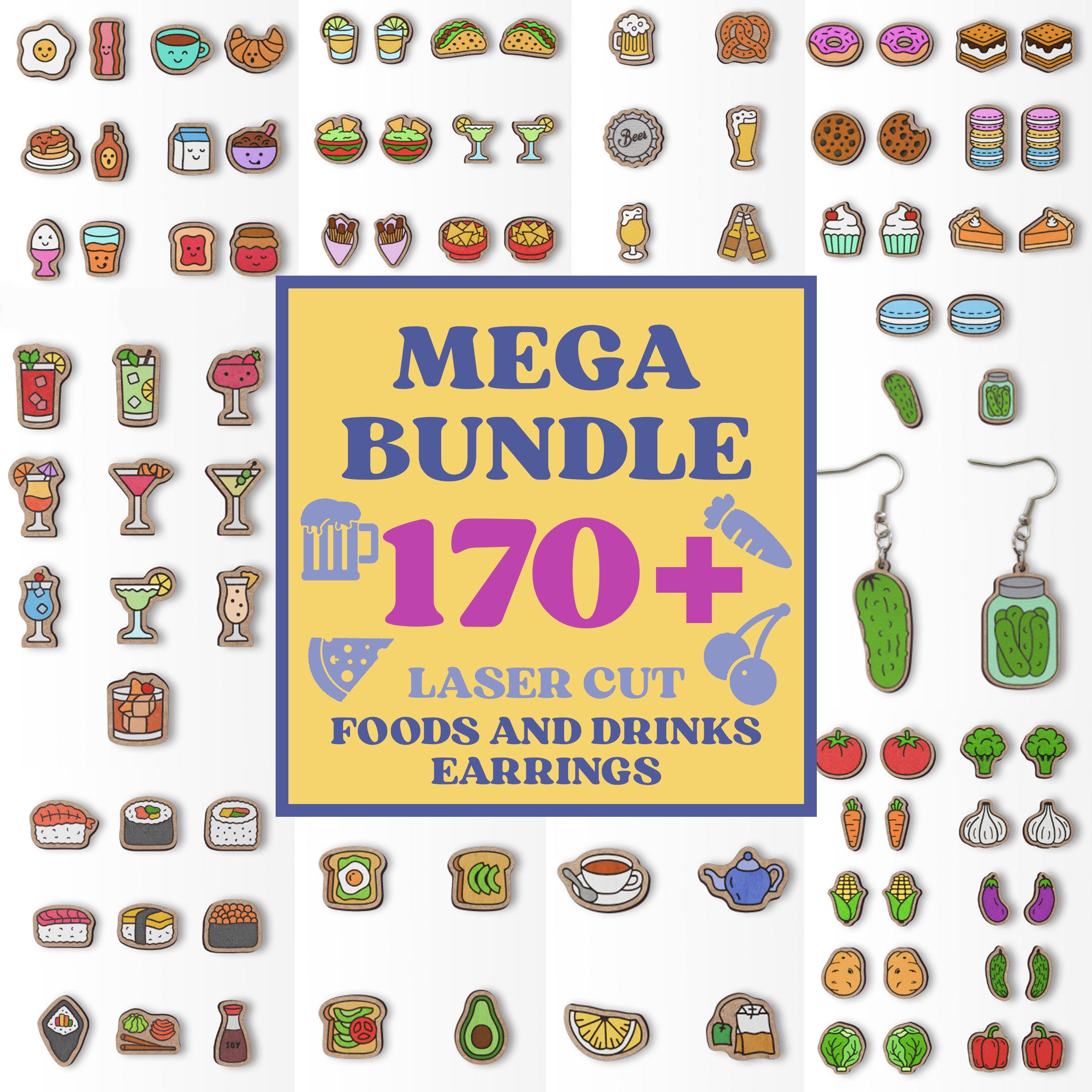 Mega Foods Drinks Earrings SVG Bundle | 170+ Foods Drinks Stud and ...
