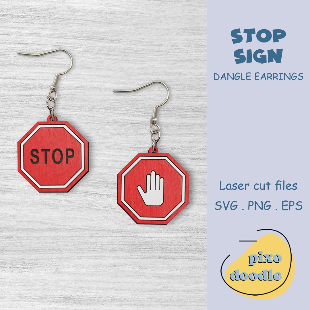 Stop Sign Earrings SVG File | Funny Earrings, Car Earrings, Road Sign ...
